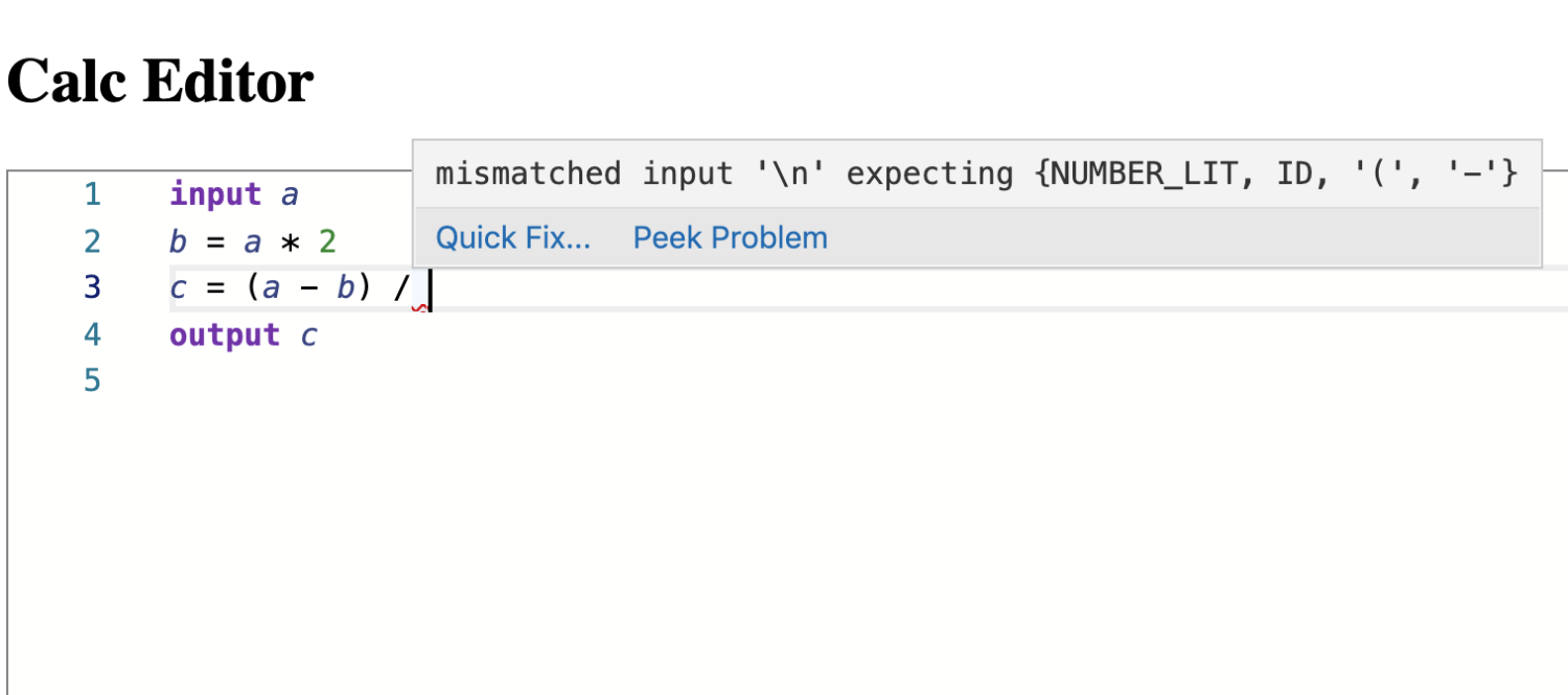 Writing a browser based editor using Monaco and ANTLR